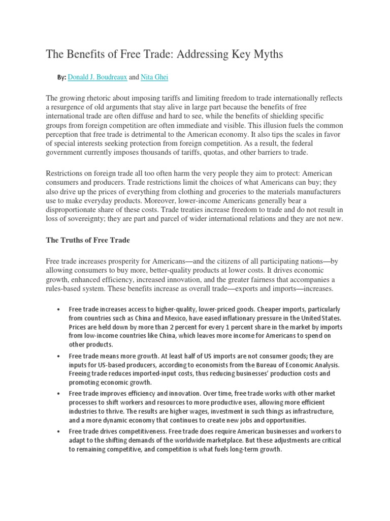 The Benefits of Free Trade | PDF | Free Trade | Tariff