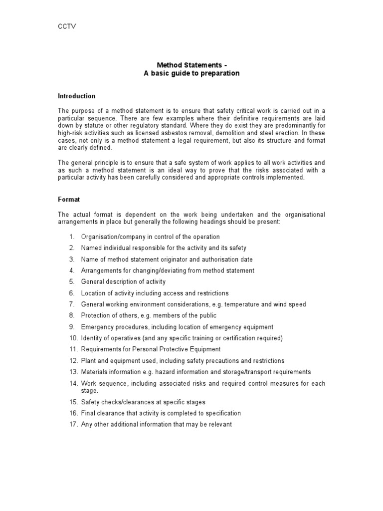 CCTV Method Statement GN 3 (V1) February 2009 | PDF | Closed Circuit ...