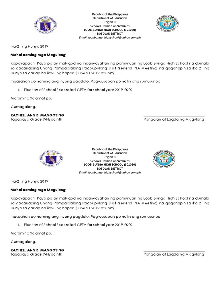 Pta Meeting Invitation | PDF