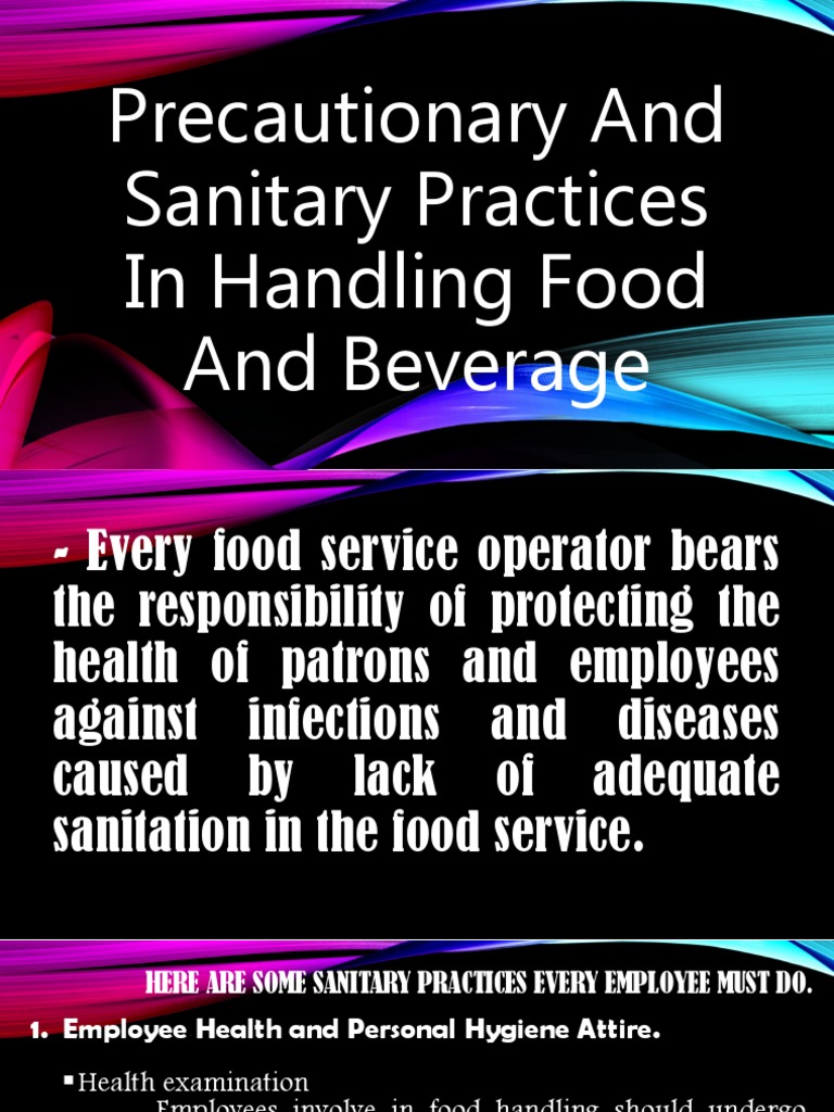 Precautionary and Sanitary Practices in Handling Food and | PDF | Hand ...