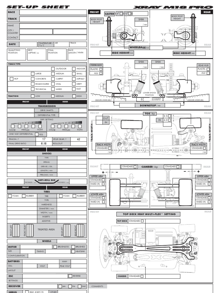 XRAY M18 Setup Sheet Guide | PDF | Mechanical Engineering | Vehicle ...