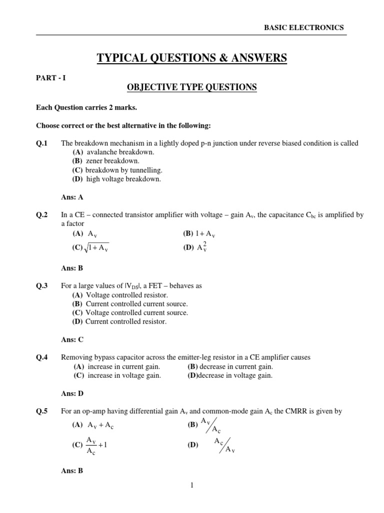 (EXERCISE) Basic Electronic - Question and Answer PDF | PDF ...