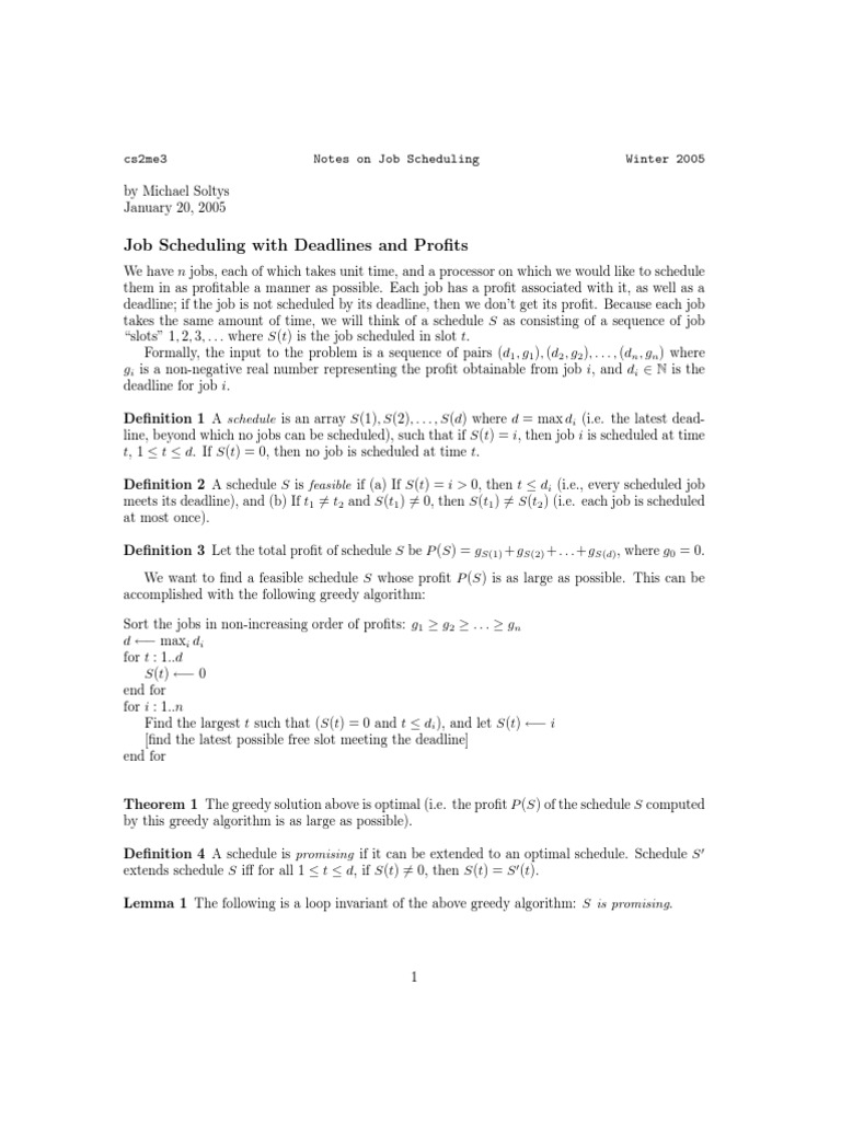 Job Scheduling | PDF | Algorithms | Algorithms And Data Structures