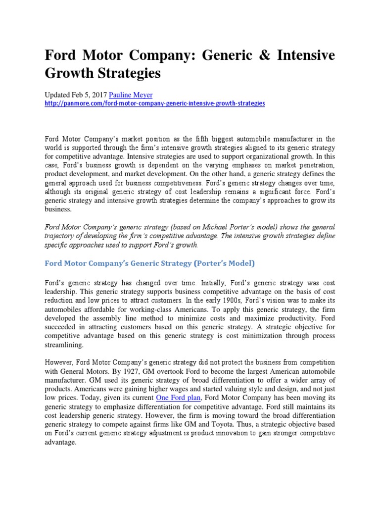 Ford Motor Company Vision and Mission Strategies | PDF | Ford Motor ...