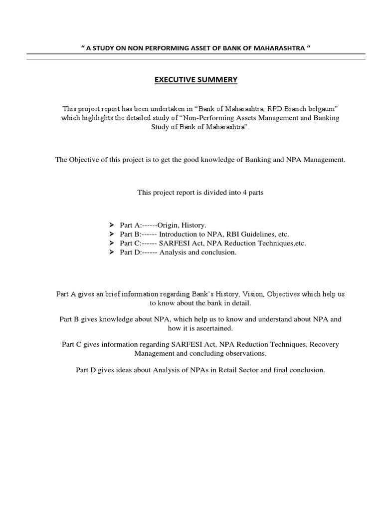 NPA Management in Bank of Maharashtra | PDF | Banks | Economies