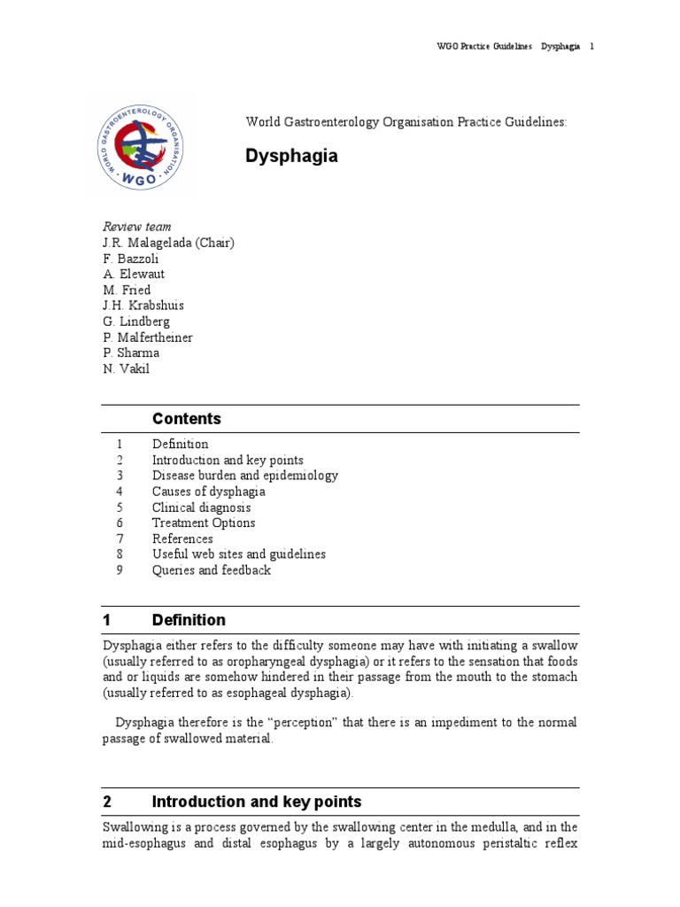 Dysphagia: Review Team | PDF | Esophagus | Gastroesophageal Reflux Disease