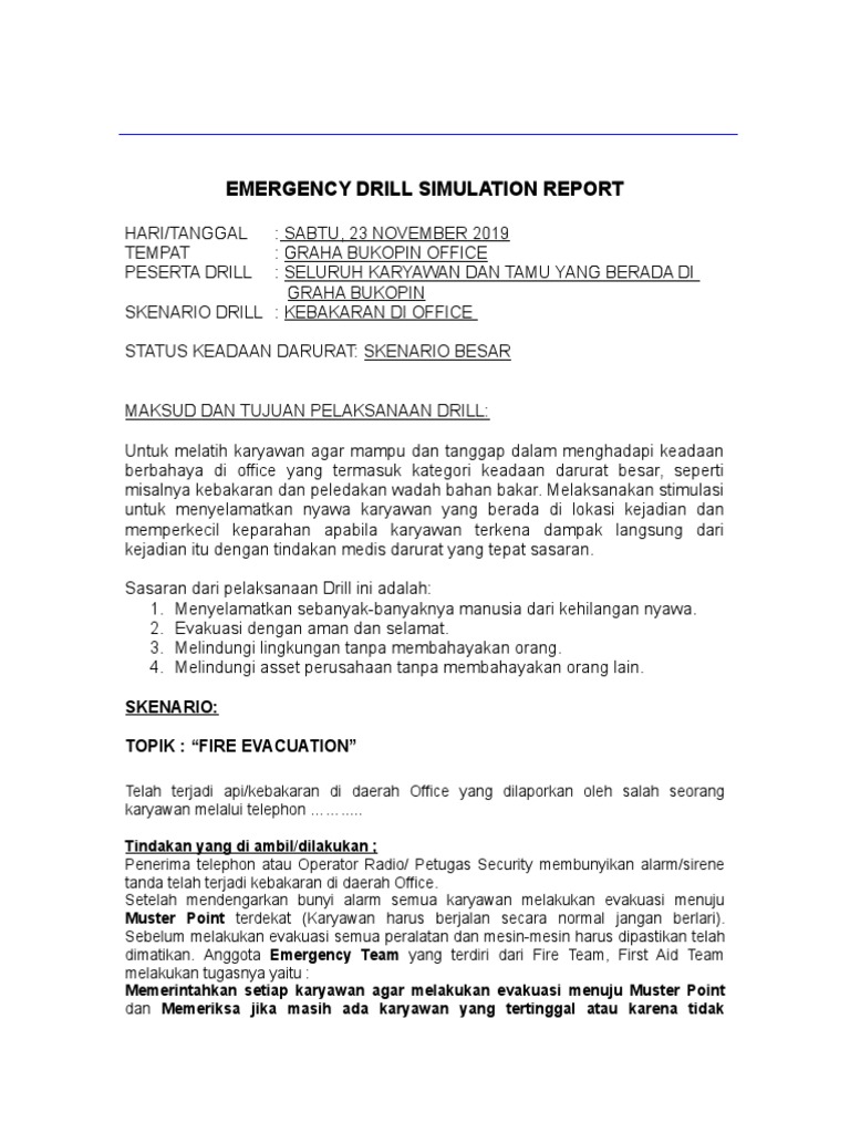 143799735-Emergency-Drill-Simulation Graha Bukopin | PDF