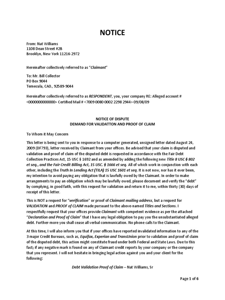Debt Validation Letter 2020 | PDF | Arbitration | Promissory Note