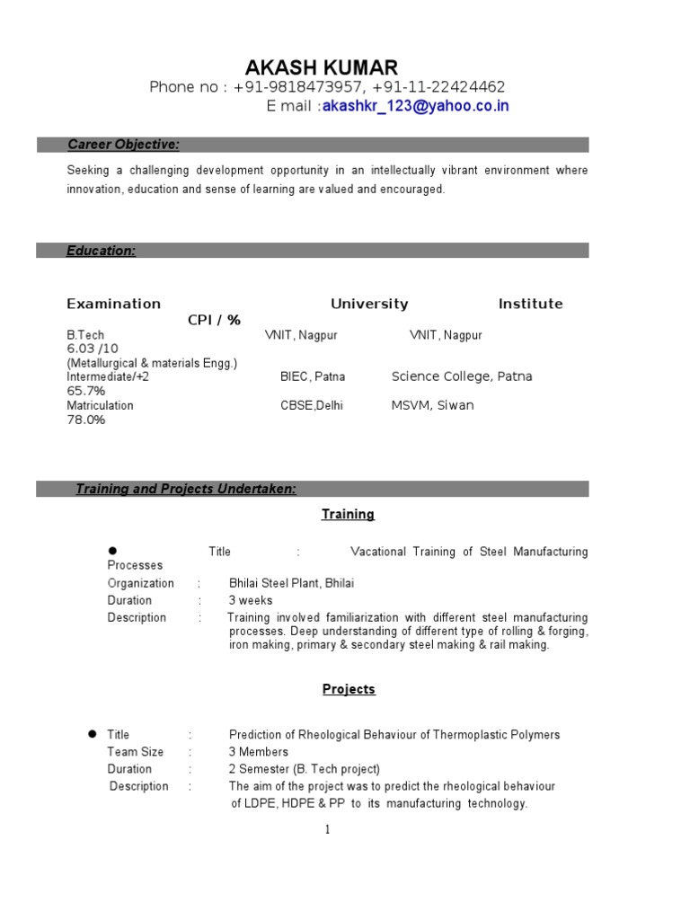 Metallurgical Engineer Resume | PDF | Metallurgy | Steel