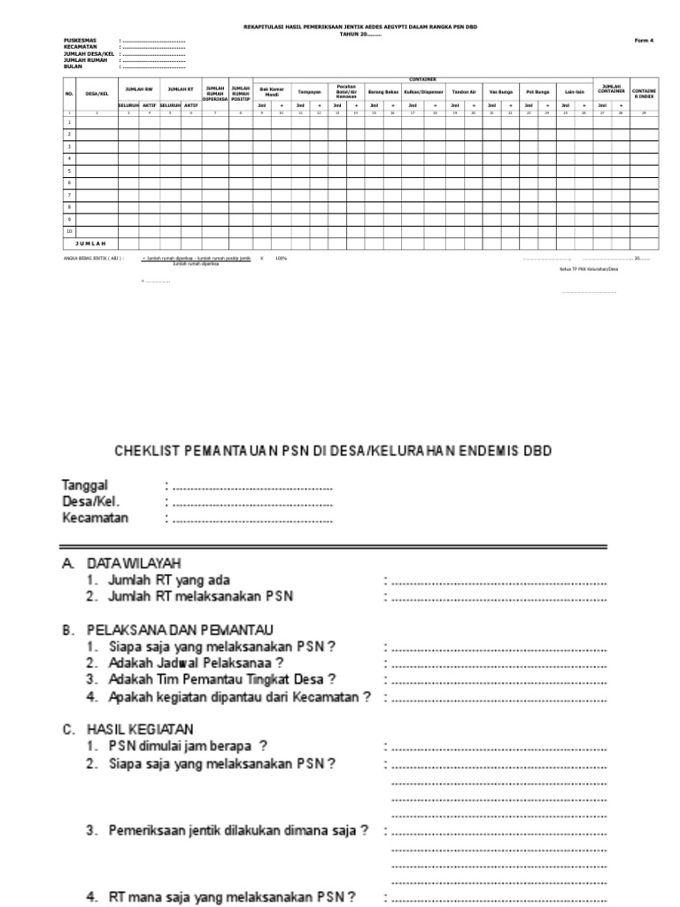 BLANKO PSN Puskesmas | PDF