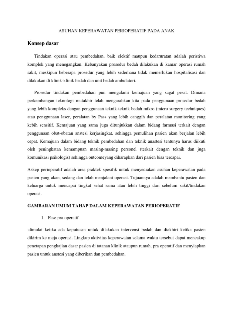 Asuhan Keperawatan Perioperatif Pada Anak 2.3.4.5 | PDF
