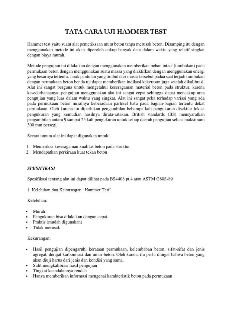 Panduan Uji Hammer Test Beton | PDF | Teknologi & Rekayasa