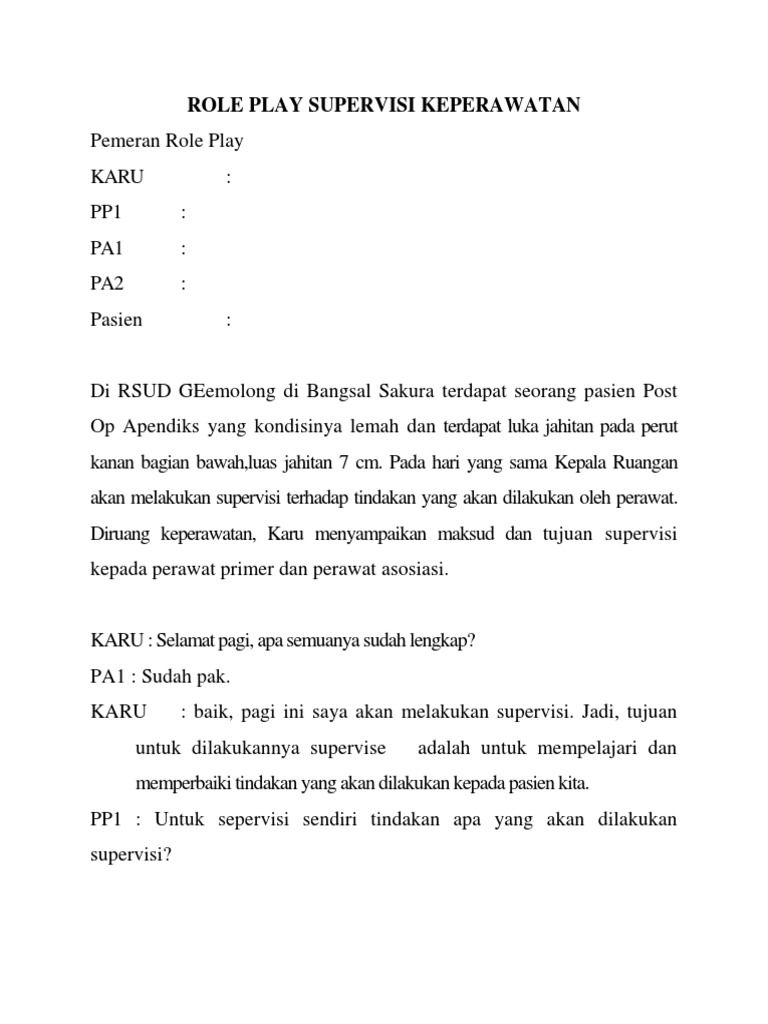 Role Play Supervisi Keperawatan | PDF