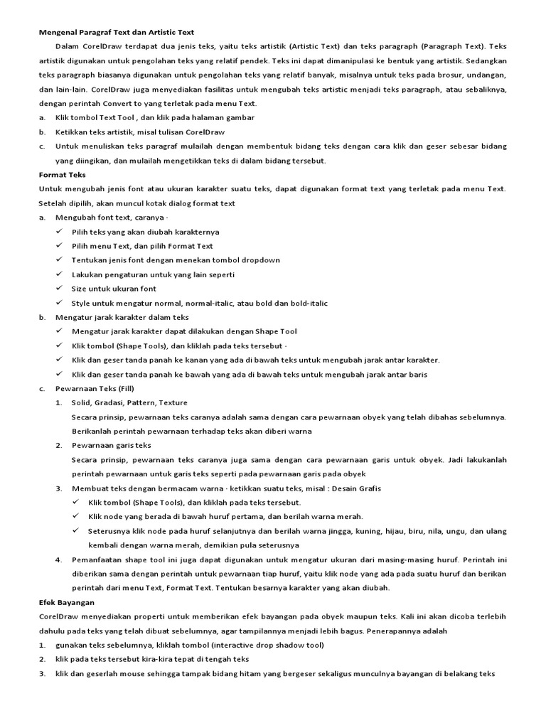 Mengenal Paragraf Text Dan Artistic Text | PDF