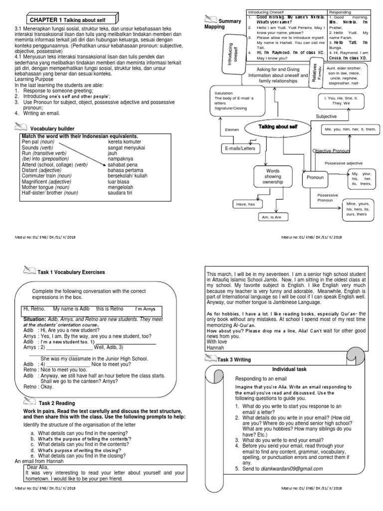 Modul 1 Talking About Self | PDF | English Language | Verb