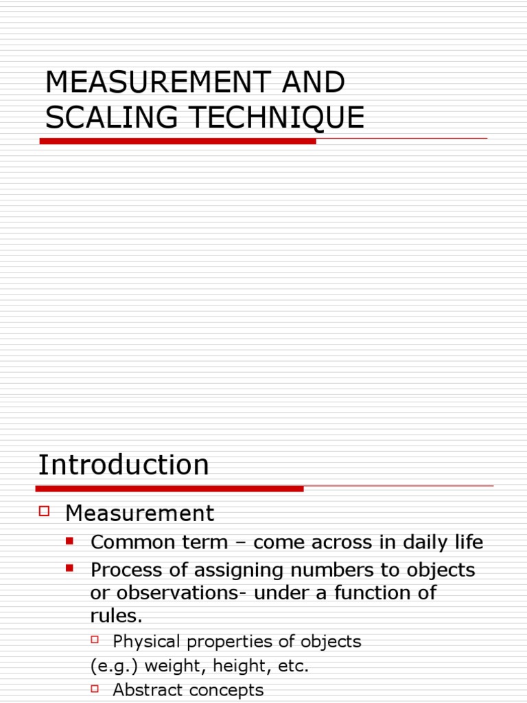 Measurement And Scaling Technique Level Of Measurement Measurement