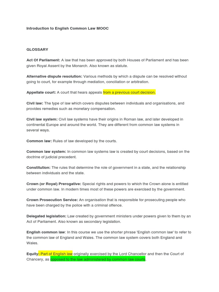 Introduction To English Common Law | Download Free PDF | Parliament Of ...