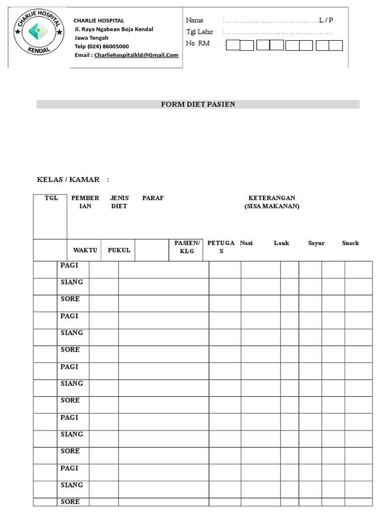 Form Pasien & Form Diet | PDF