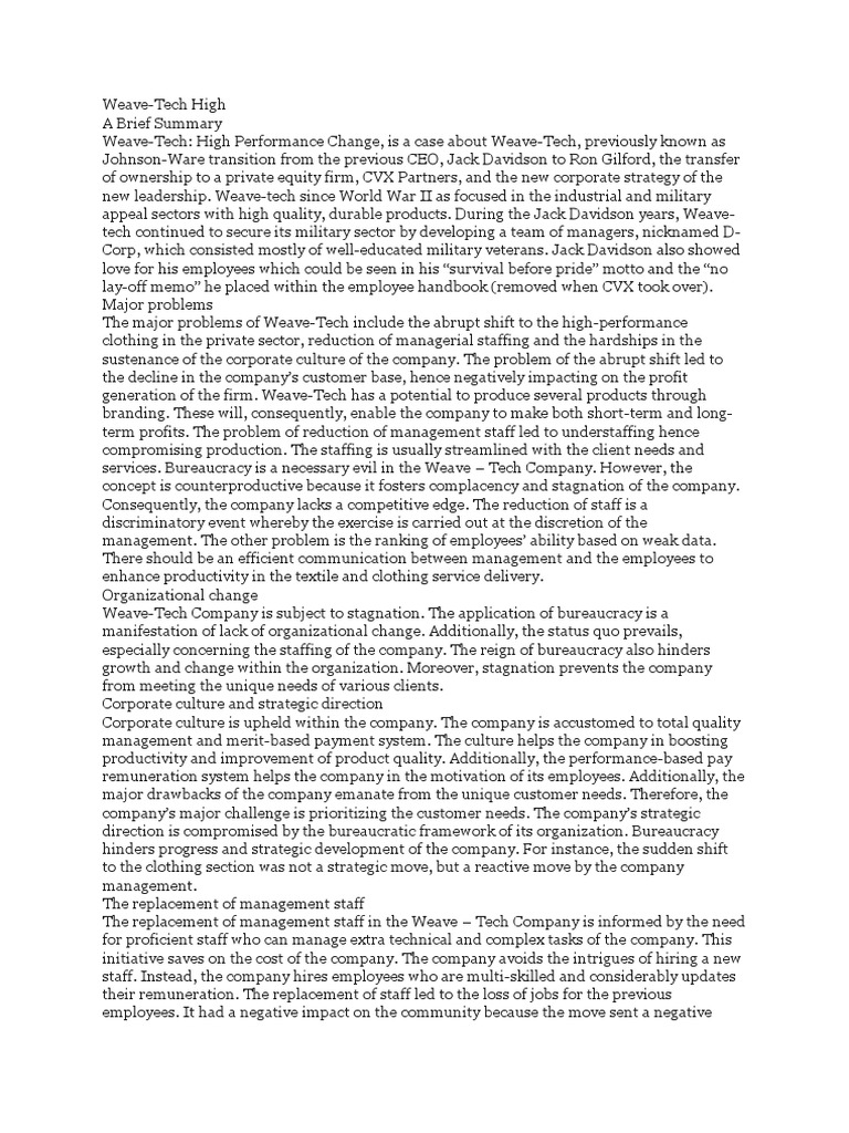 WeaveTech Solution | PDF | Layoff | Organizational Culture