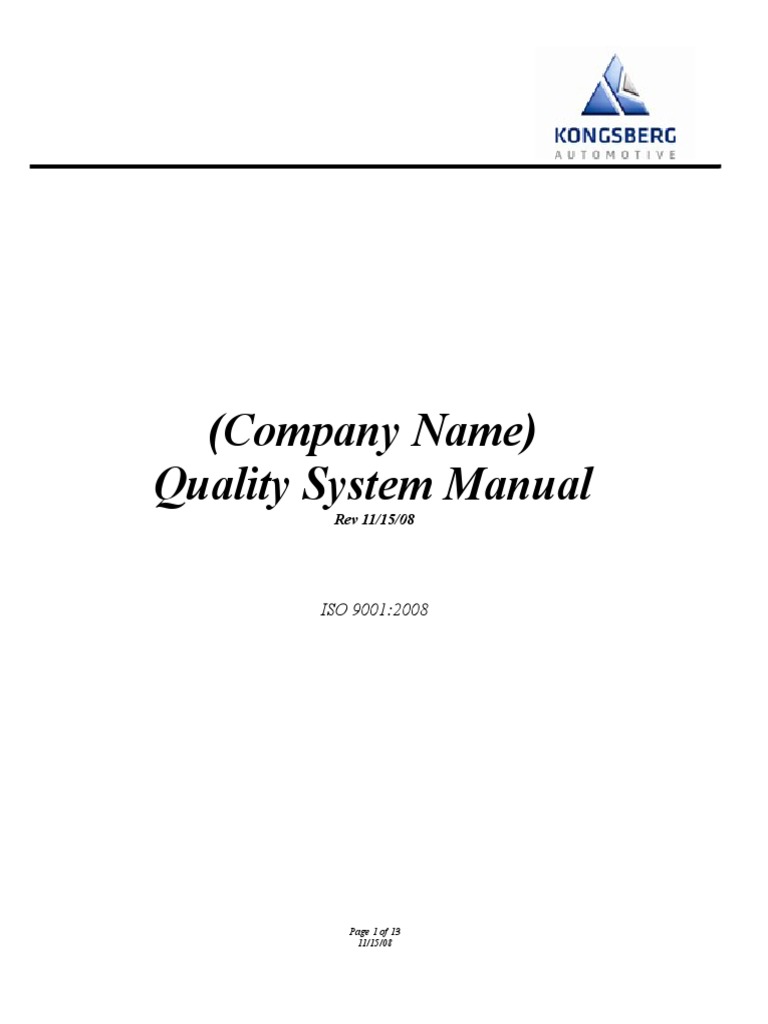 Quality Manual 9001-2008 Elsmar 1 | PDF | Quality Management System ...