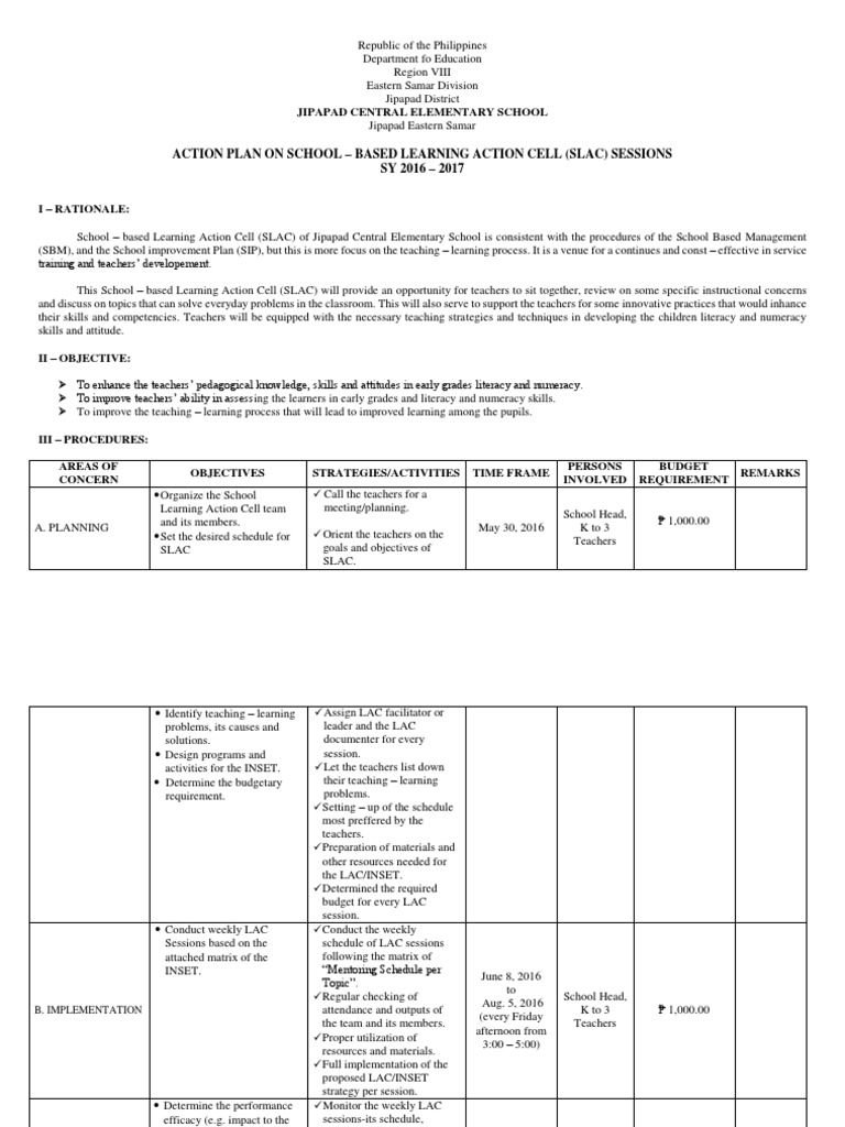 Template 1 Action Plan in School | PDF | Lesson Plan | Teachers