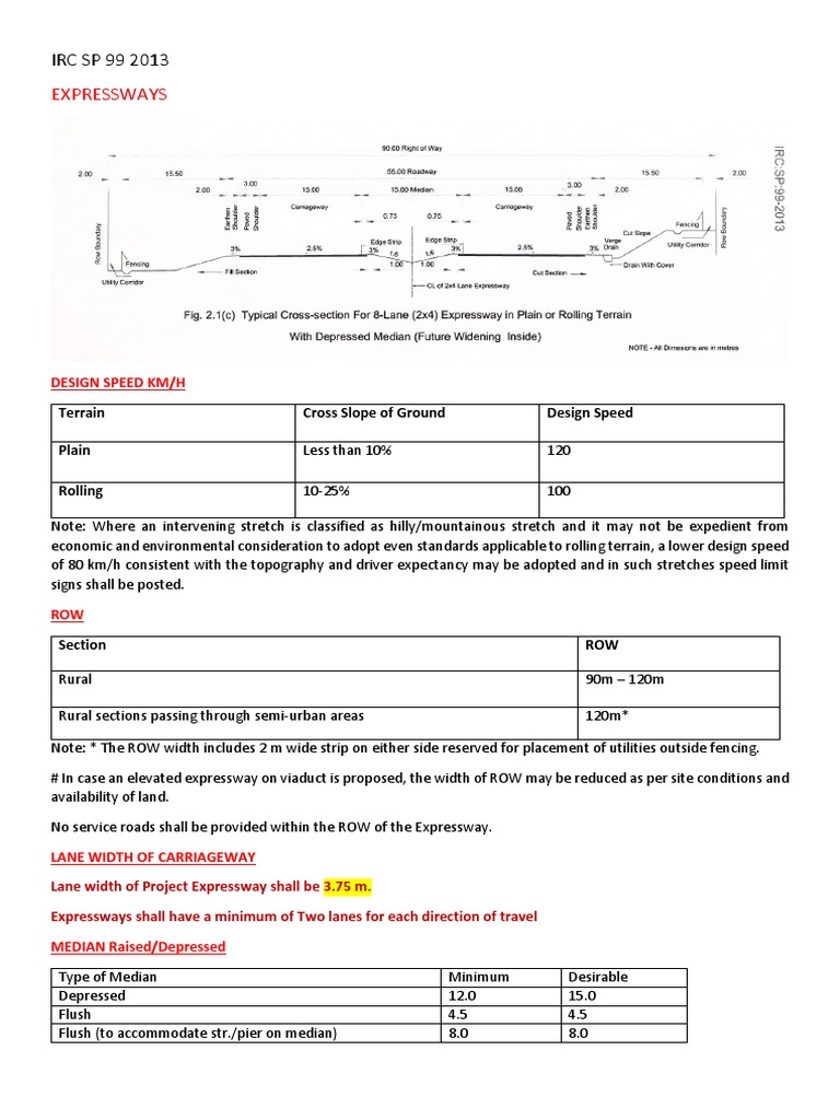 Expressways Irc SP 99 2013 | PDF | Interchange (Road) | Controlled ...
