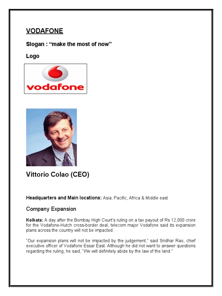 Vodafone: Slogan: "Make The Most of Now" Logo | PDF | Wide Area Network ...