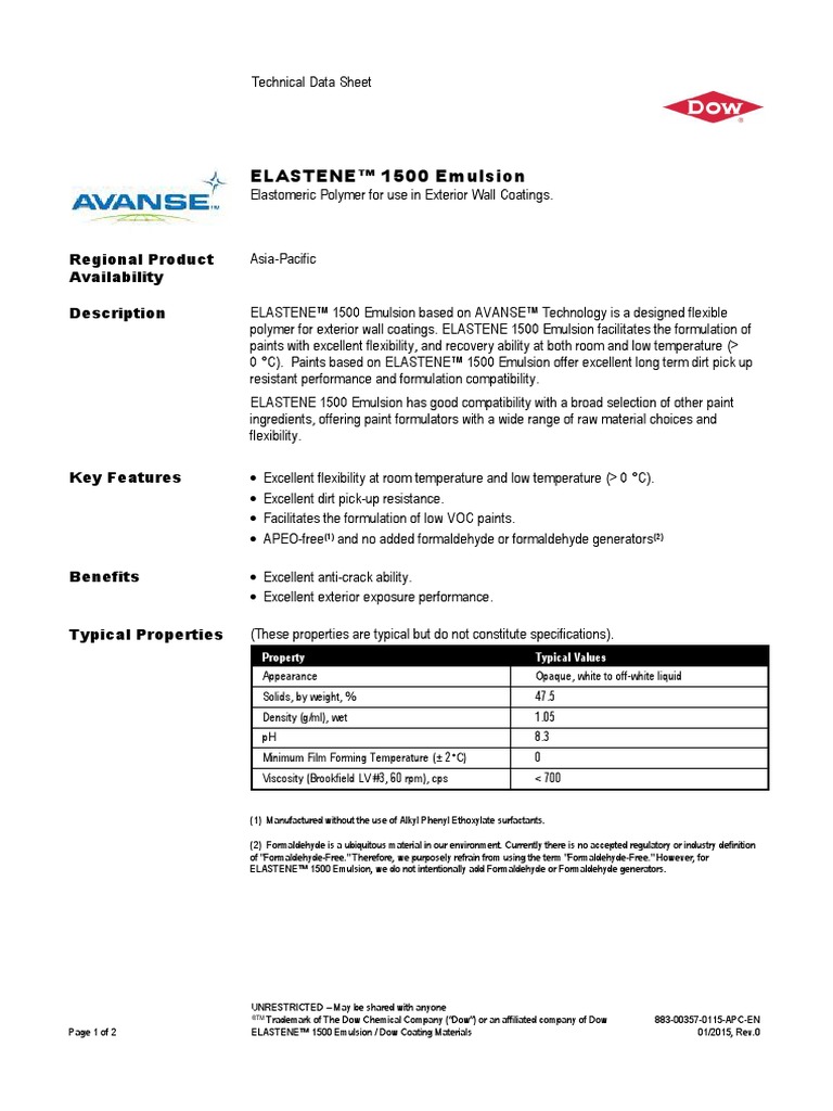 ELASTENE 1500 DCM-APR TDS en Final - 1501 | PDF | Paint | Business