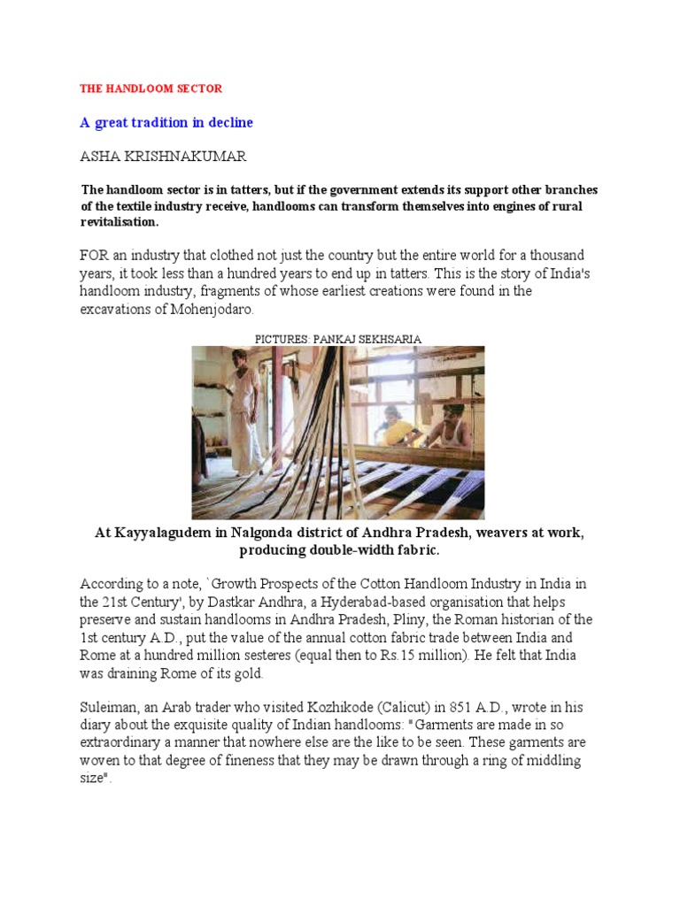 The Handloom Sector | PDF | Business | Weaving