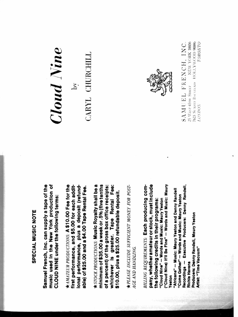 Churchill, Caryl - Cloud Nine (1979) | PDF