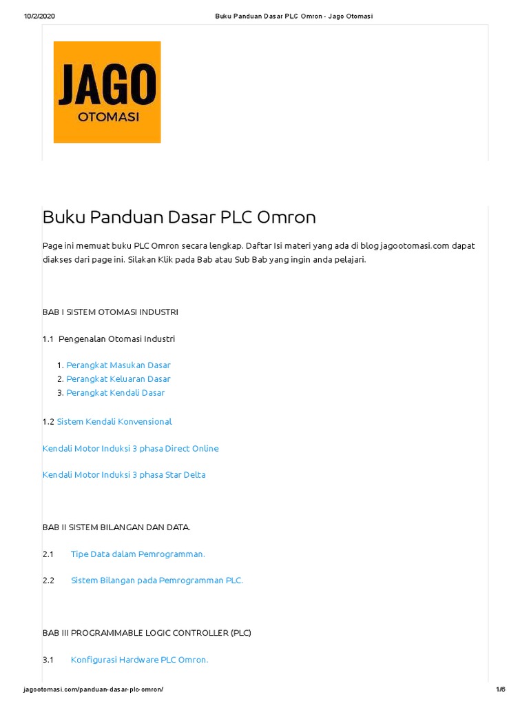 Buku Panduan Dasar PLC Omron - Jago Otomasi | PDF