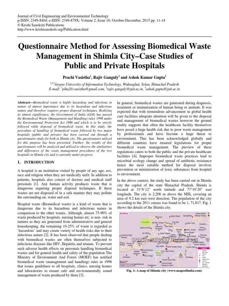 Questionnaire Method For Assessing Biomedical Waste | PDF | Waste ...