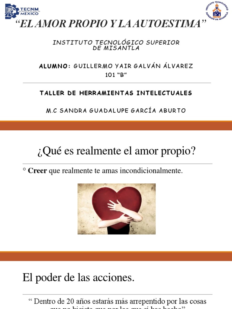 Presentación del amor propio y el autoestima. | Amor | Psicología