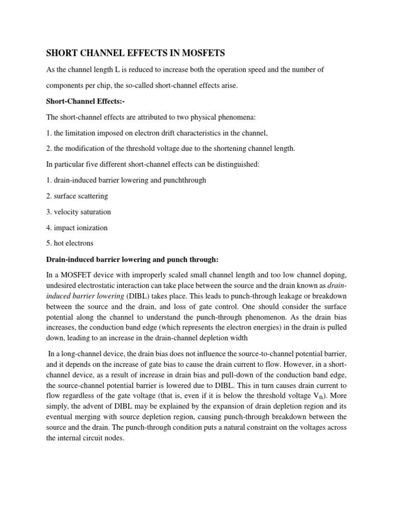 Short Channel Effects in Mosfets | PDF | Field Effect Transistor | Mosfet