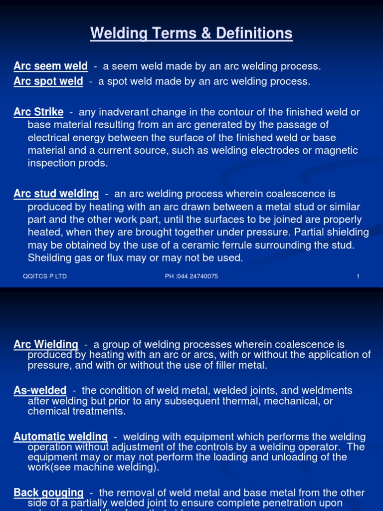 Welding Terms & Definitions | PDF | Welding | Construction