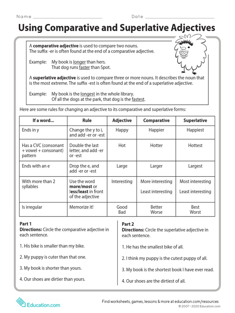 Worksheet Comparative Adjective | PDF | Adjective | Languages
