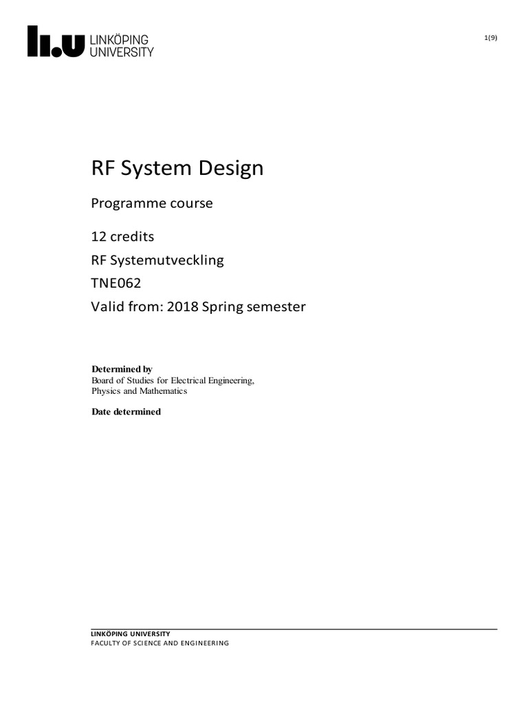 Syllabus RF System Design | PDF | Modulation | Electronics Syllabus RF System Design | PDF | Modulation | Electronics