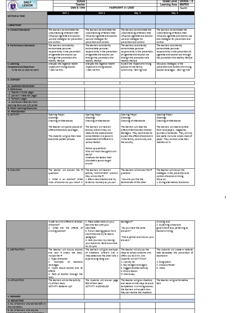 DLL HEALTH 4th Quarter - Alcohol | PDF | Alcoholic Drinks | Alcoholism