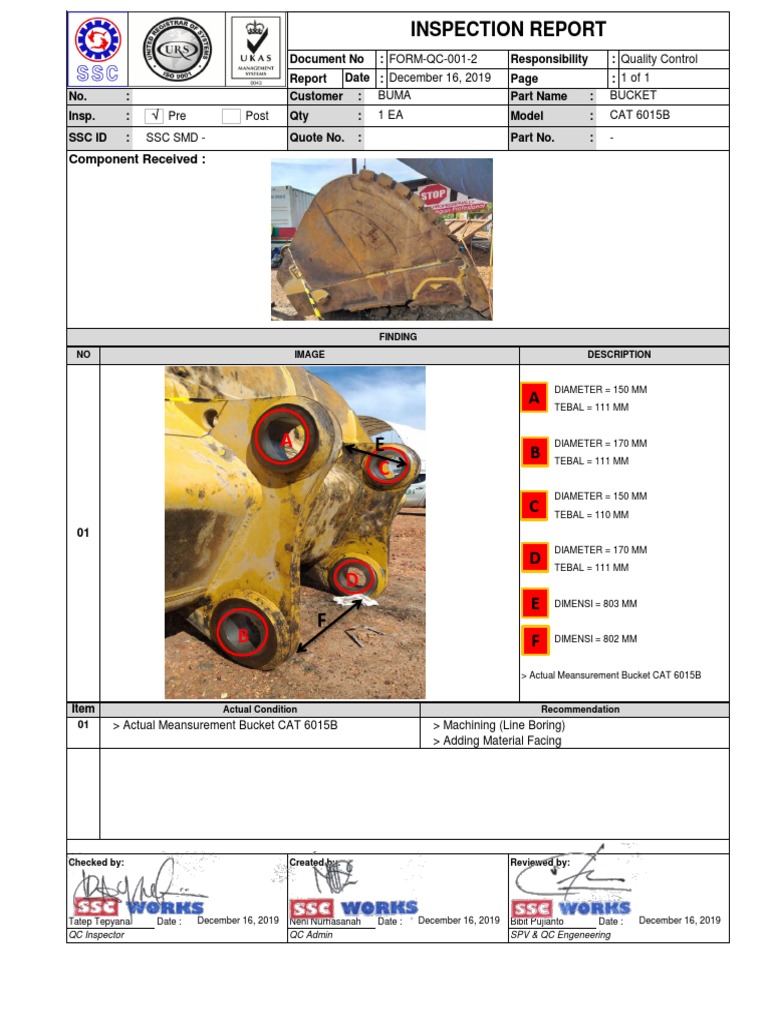 INSPECTION REPORT FINDINGS | PDF | Business Process | Business