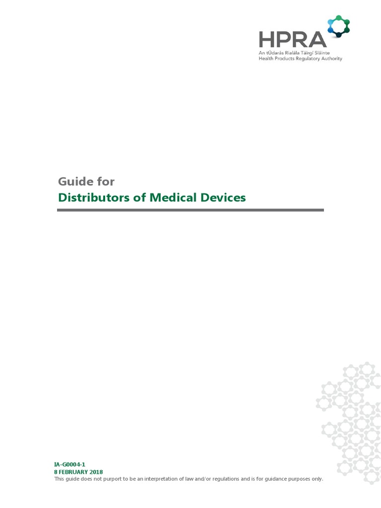 g0004 Guide For Distributors of Medical Devices v1 | PDF | Medical ...