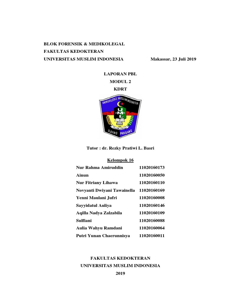 Laporan PBL Modul KDRT Kel 16 | PDF | Sains & Matematika