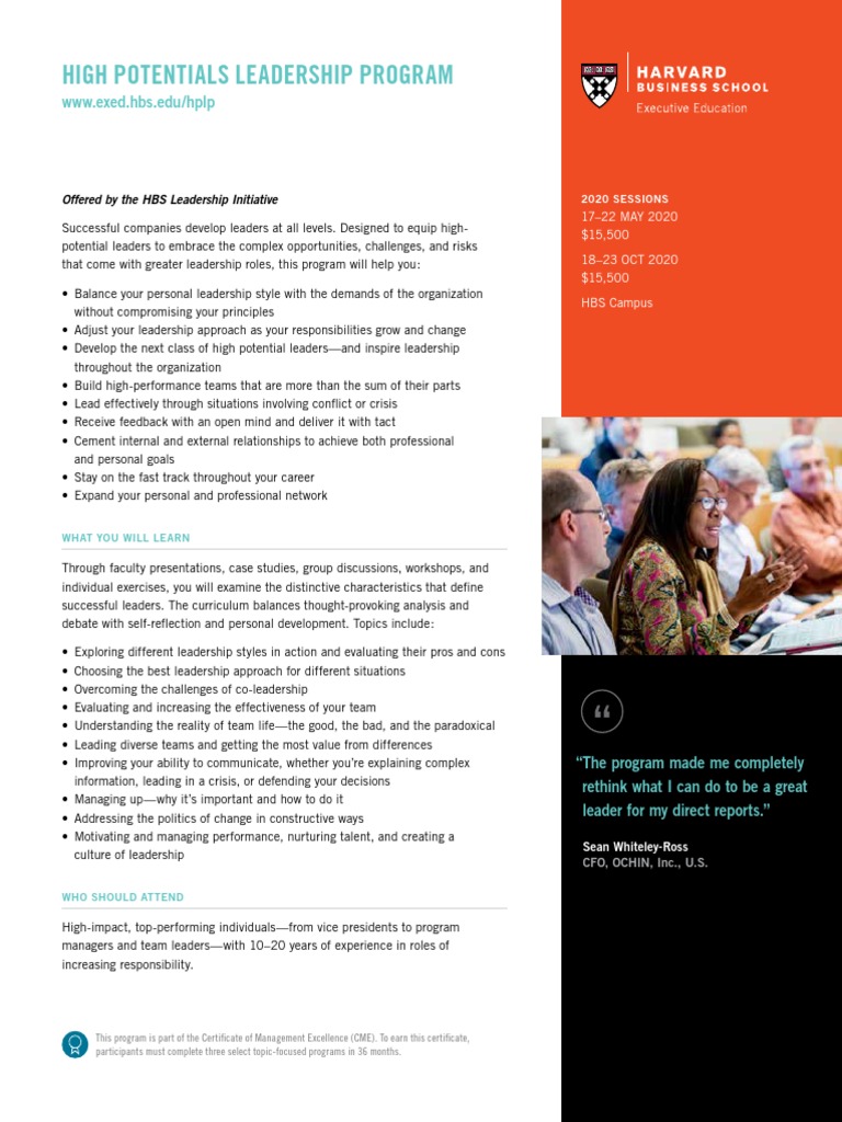 High Potentials Leadership Program Brochure | PDF | Leadership | Cognition