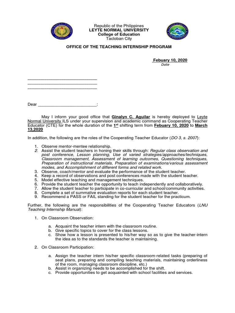 Deployment-letter-Template - Gina | PDF | Lesson Plan | Teachers