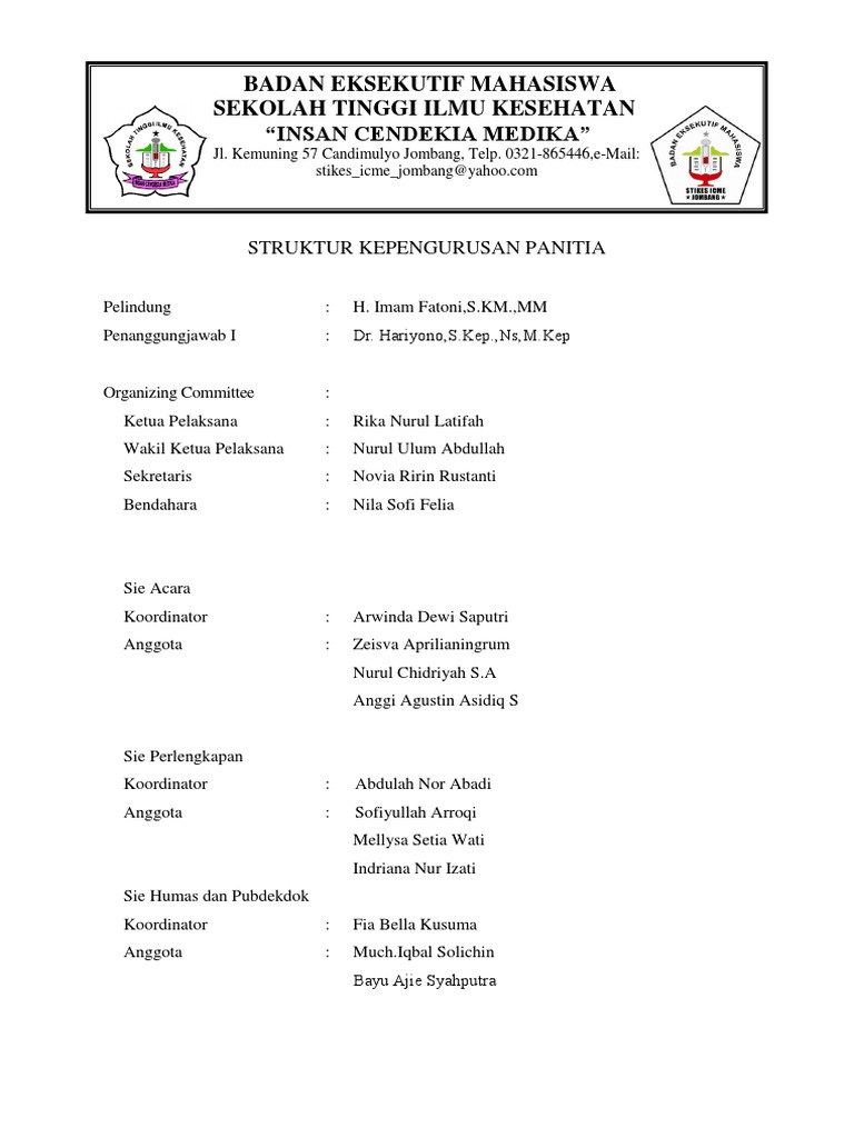 Struktur Kepengurusan Panitia PPS 2019 | PDF