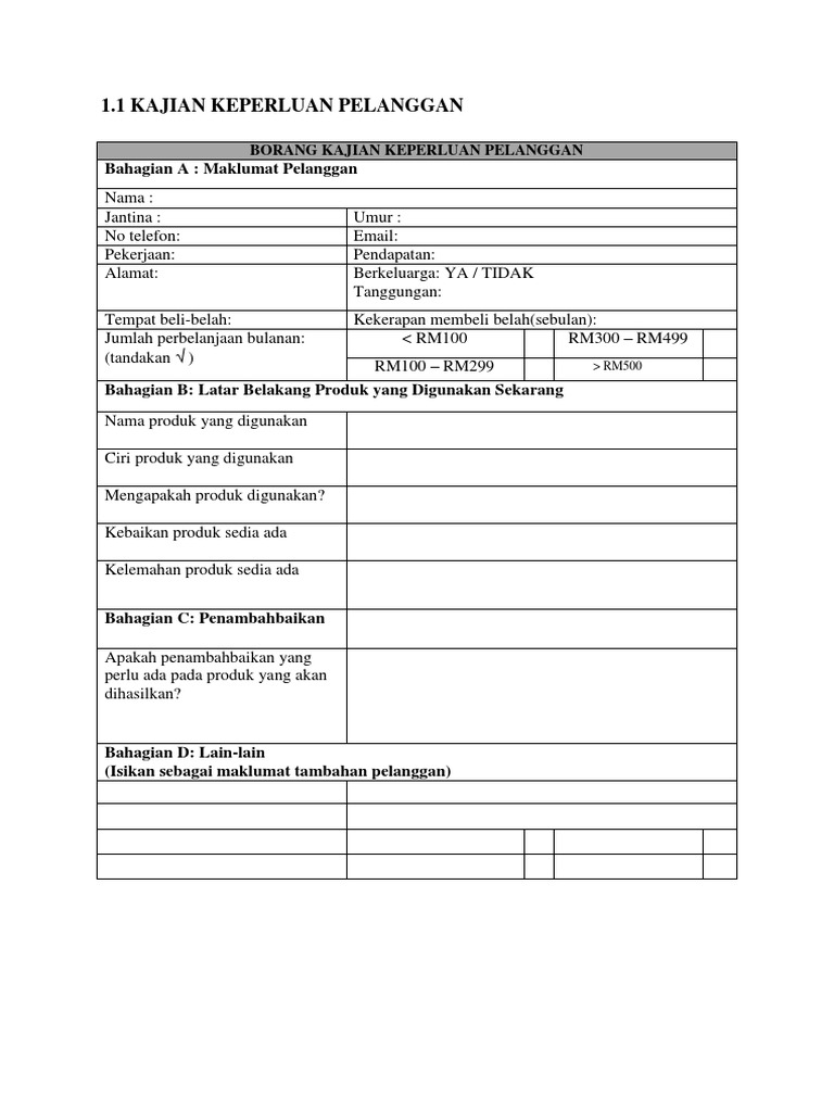 Borang Projek Brief Pelanggan | PDF