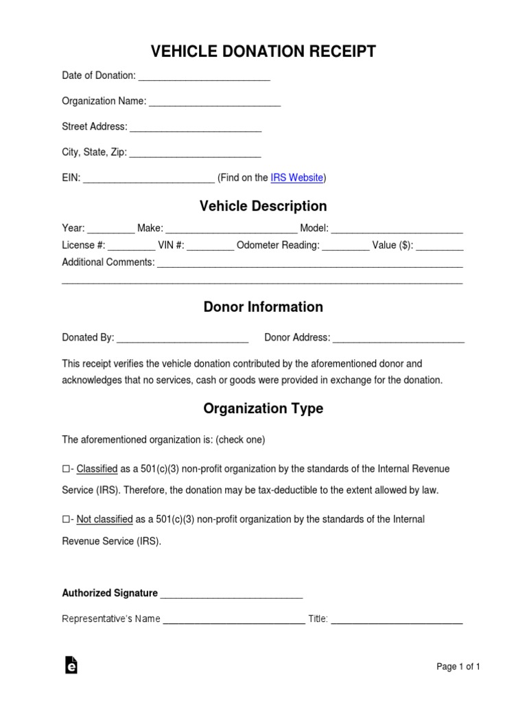 Vehicle Donation Receipt | PDF