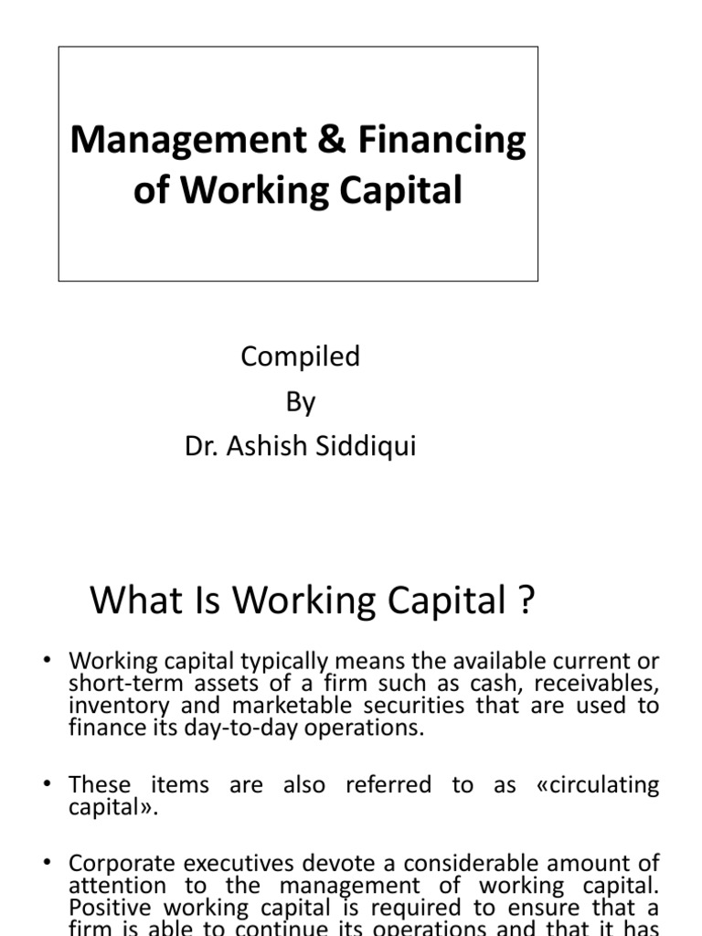Working Capital Management PDF Loans Working Capital