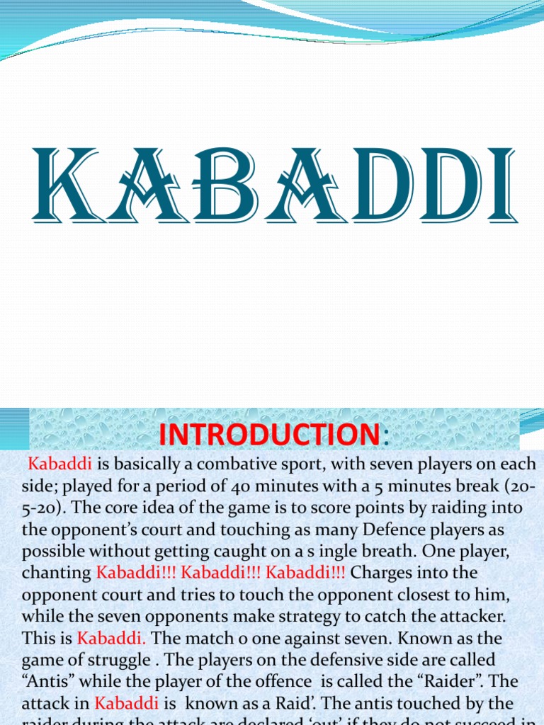Kabaddi | PDF | Referee | Leisure