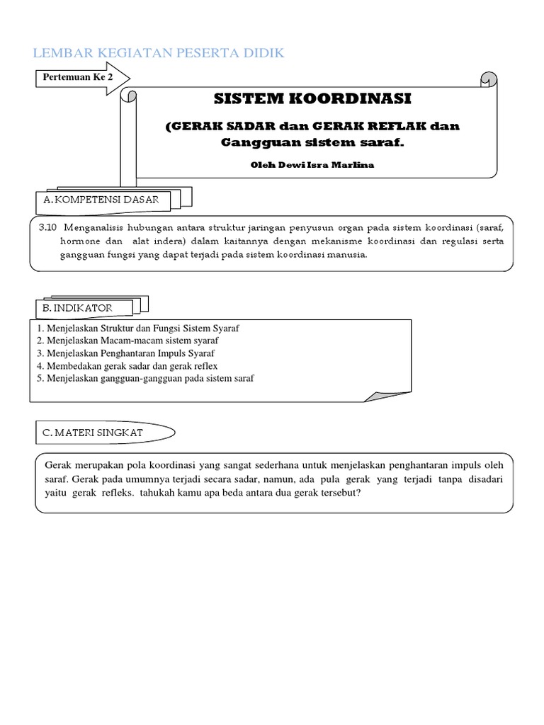 Mekanisme Gerak Sadar dan Refleks | PDF