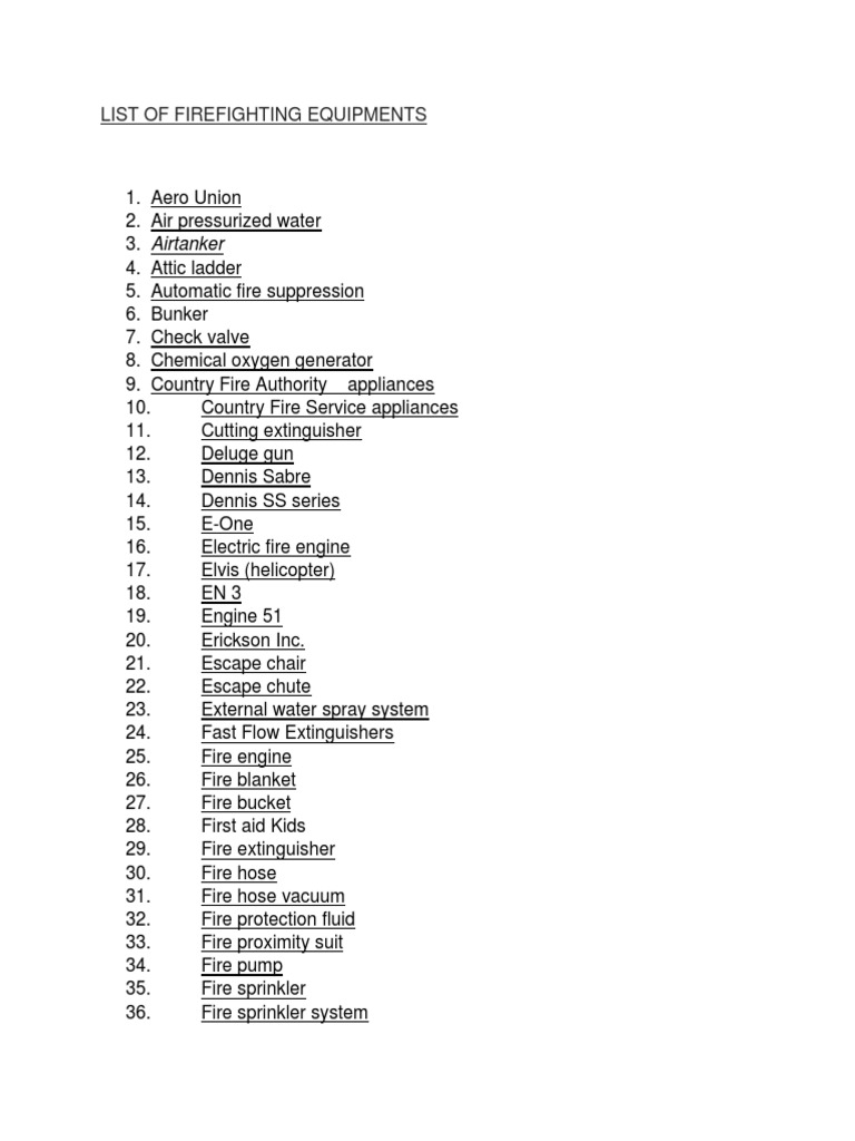 List of Firefighting Equipments | Download Free PDF | Fire Engine ...